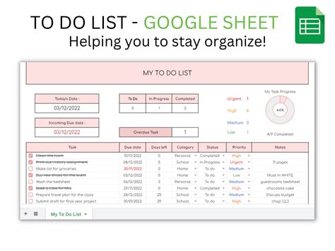 To Do List Excel Spreadsheet Digtial Excel Template Digital Checklist
