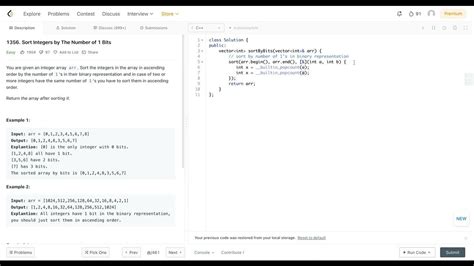 Leetcode October Daily Day 29 1356 Sort Integers By The Number Of