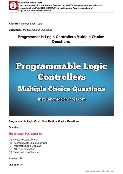 Programmable Logic Controllers Plc Questions