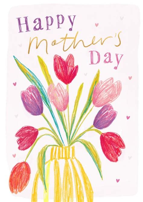 Illustration Of Colourful Flowers And Butterflies Mothers Day Card