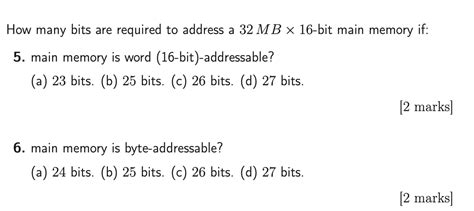 Solved How Many Bits Are Required To Address A 32 Mb X