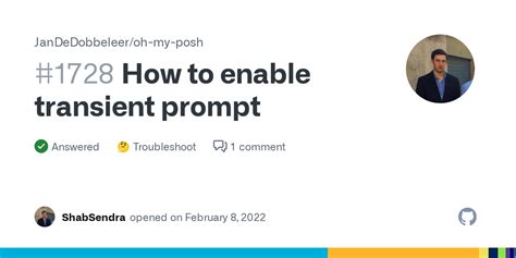 How To Enable Transient Prompt · Jandedobbeleer Oh My Posh · Discussion