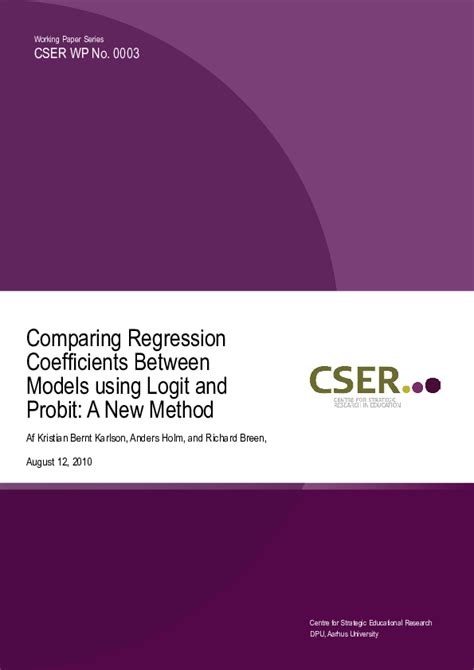 Pdf Comparing Regression Coefficients Between Models Using Logit And