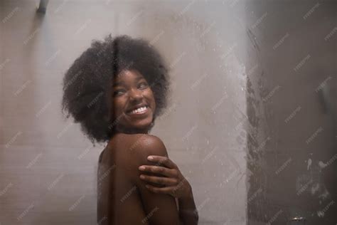 Premium Photo Woman In The Showerbeautiful Black Young Female