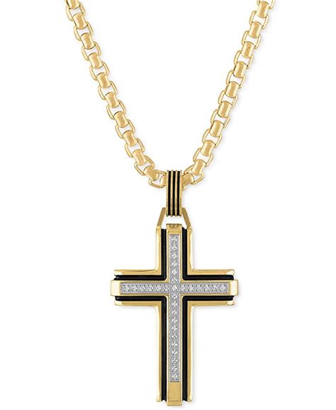 Esquire Mens Jewelry Diamond Religious Cross 22 Pendant Necklace 1 6 Ct T W Created For