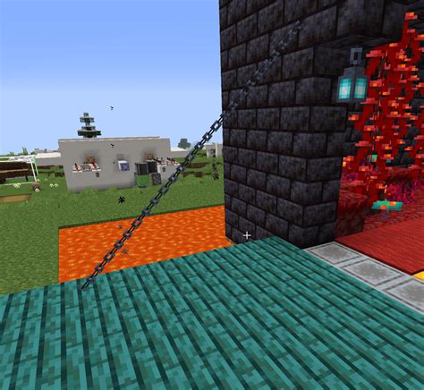 Diagonal Chains With Minecarts For My Nether Themed Castles Drawbridge