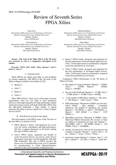 Pdf Review Of Seventh Series Fpga Xilinx