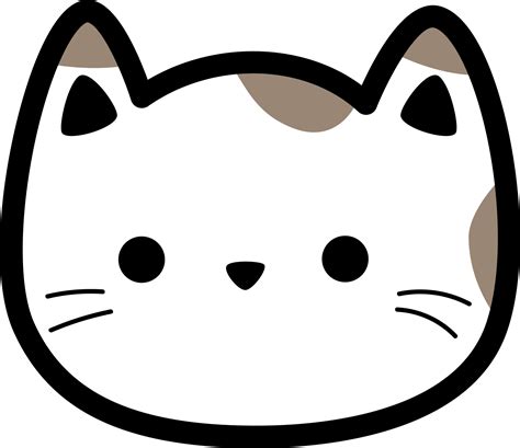 Cute Cat Face Flat Design Cartoon Element Illustration 24584458 Png