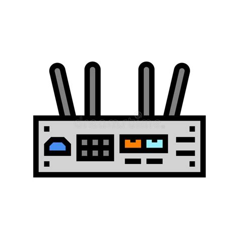 Iot Gateway Data Center Color Icon Vector Illustration Stock