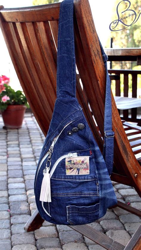 Cross Body Bag „summit Pack Aus Alter Jeans Taske Mønstre Tasker Mønster