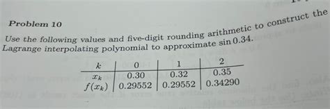 Solved Problem Use The Following Values And Five Digit Chegg