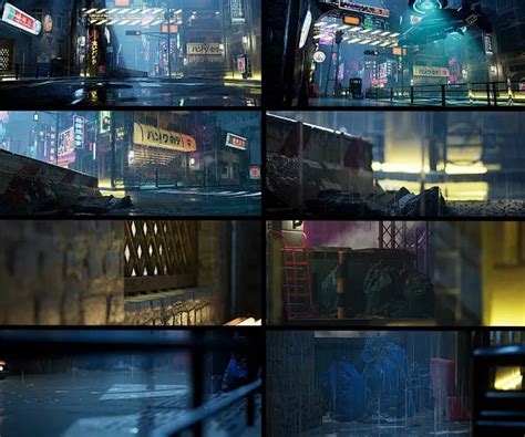 【三维场景】【虚幻引擎ue4】雨夜 赛博朋克 2020 0 花瓣网