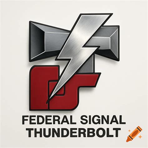 An Embossed Logo For Federal Signal Thunderbolt Featuring A Metallic