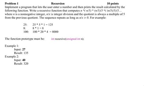 solved recursion problem 1 10 points implement a program