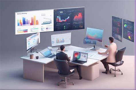 Premium Ai Image 3d Business People Working For Data Analytics And Monitoring On Web Report