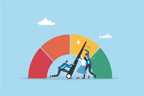 성과 평가 위험 관리 또는 직원 설문 조사 점수 평가 또는 등급 평가 직원 참여 신용 점수 생산성 개념 비즈니스 사람들은 측정