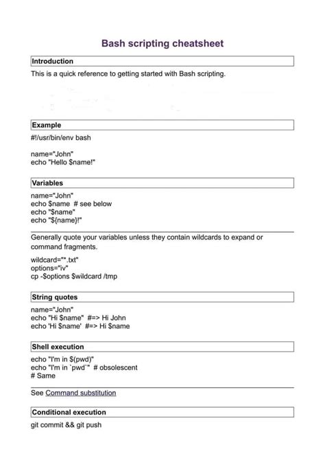 Onabanjo Babatunde On Linkedin Shell Scripting Full Cheat Sheet