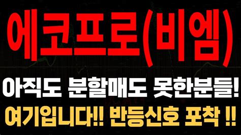 주식 에코프로비엠 아직도 분할매도 못한분들 여기입니다 반등신호 포착 Youtube