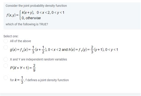 Solved Consider The Joint Probability Density Function Chegg