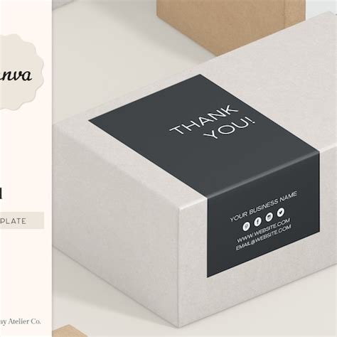 Editable Box Seal Label Box Sticker Modern Packaging Design Etsy