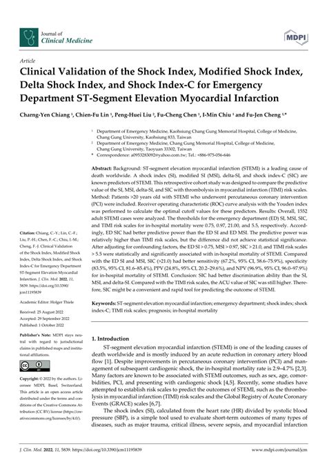 Pdf Clinical Validation Of The Shock Index Modified Shock Index Delta Shock Index And Shock