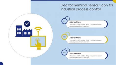electrochemical sensors icon for industrial process control ppt slide