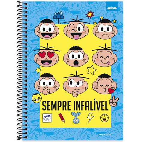 Caderno Universitário Capa Dura 1x1 80 Folhas Turma Da Mônica 2372177 Spiral Tdm Pt 1 Un