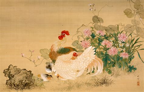 岡本秋暉 四季群鶏図 摘水軒記念文化振興財団江戸絵画コレクション
