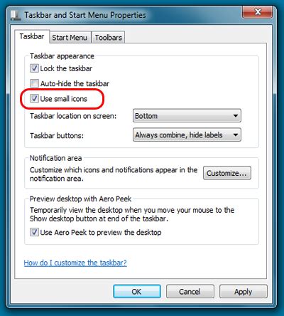 Decrease Size Of Icons In Windows Taskbar