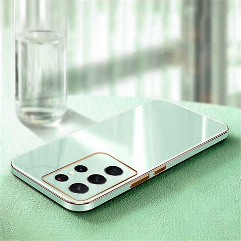 Samsung Galaxy S23 Ultra Kılıf Su Yeşili Zebana Golden Silikon Kılıf