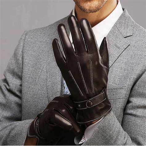 Fashion Top Quality Men Genuine Leather Winter Warm Solid Driving