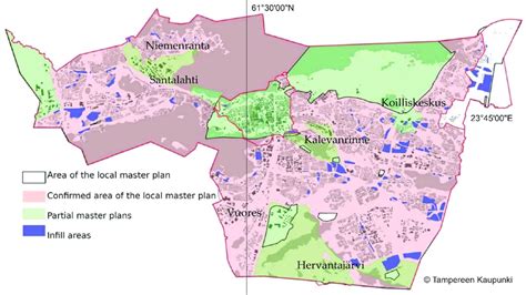 Tampere Local Master Plan Area Locations Of The Master Plan 1998