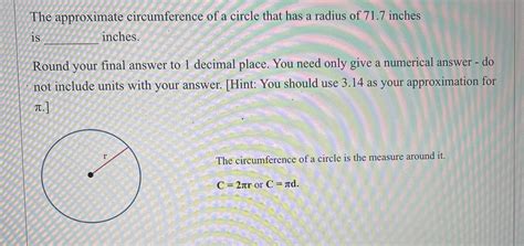 the approximate circumference of a circle that has cameramath