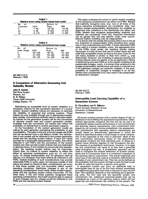 Pdf Interruptible Load Carrying Capability Of A Generation System