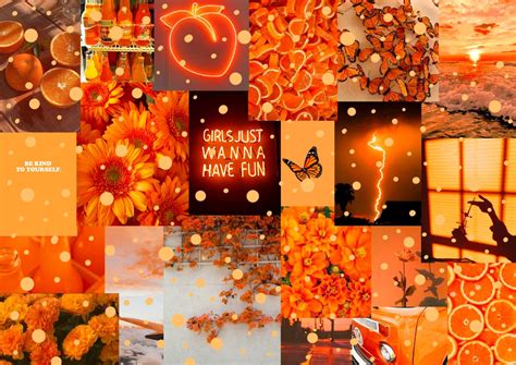 Aesthetic Orange Collage Wallpaper 🧡 In 2022 Wallpaper Desktop