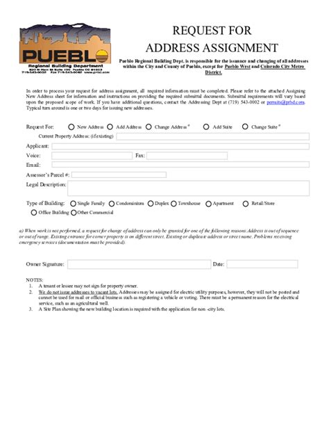Fillable Online Request For Address Assignment Fax Email Print Pdffiller