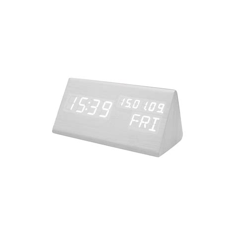 Digital Alarm Clock With Wooden Electronic Led Time Display Alarm