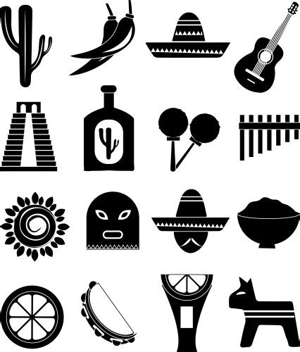 Mexico Travel Icons Set Royalty Free Vector Image