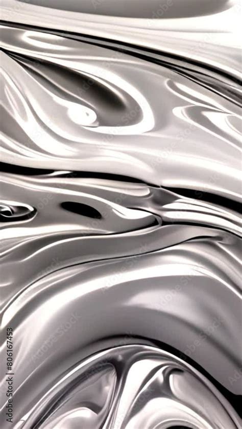 Silver Liquid Flowing Abstract Background Seamless Waving Silver Background Metallic Glossy