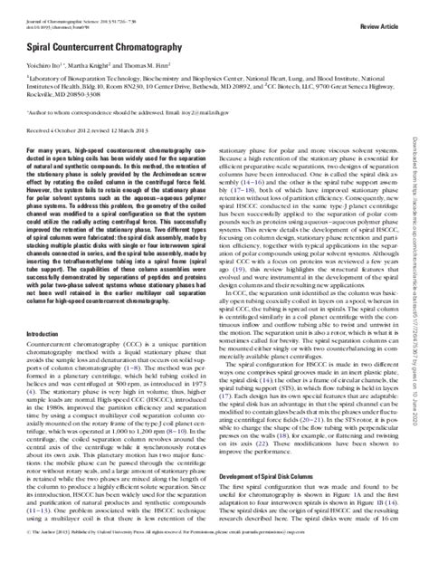 Pdf Spiral Countercurrent Chromatography Tom Finn And Martha Knight