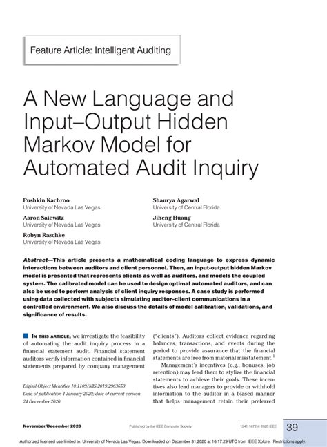 pdf a new language and input output hidden markov model for automated