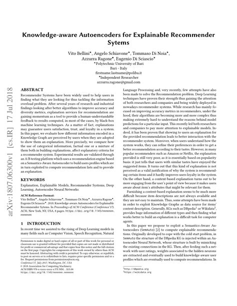 Pdf Knowledge Aware Autoencoders For Explainable Recommender Systems