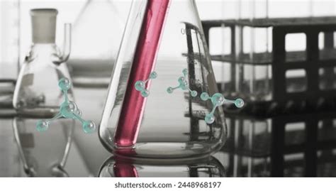 Image Molecules Moving Over Laboratory Dishes Stock Photo Shutterstock
