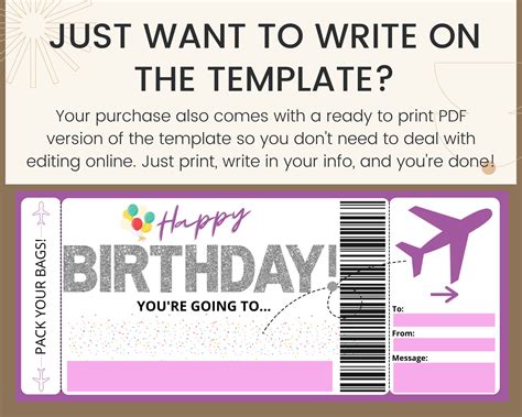 Happy Birthday Boarding Pass T Template Printed Smile Shop