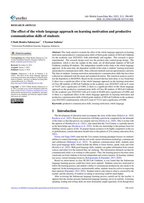 Pdf The Effect Of The Whole Language Approach On Learning Motivation And Productive