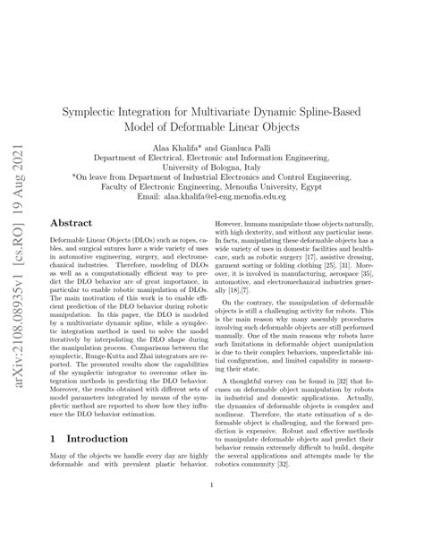 Pdf Symplectic Integration For Multivariate Dynamic Spline Based Model Of Deformable Linear