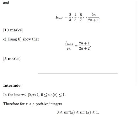 Solved B Let T2 Nr Da Sin Use The Reduction Formula To
