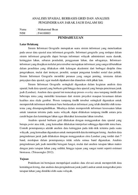 Analisis Spasial Berbasis Grid Dan Analisis Penginderaan Jarak Jauh