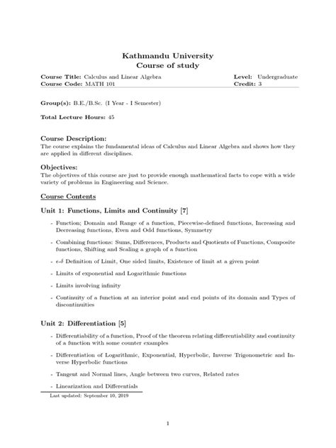 math101 syllabus pdf function mathematics eigenvalues and