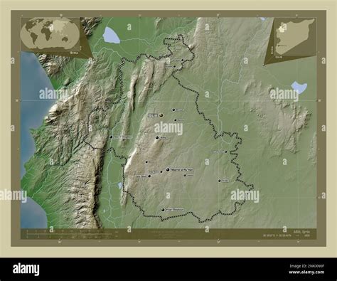 Idlib Province Of Syria Elevation Map Colored In Wiki Style With Lakes And Rivers Locations